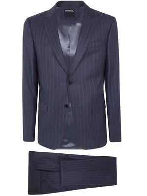 Zegna Suit Striped "z Luxury Tailoring - Gray
