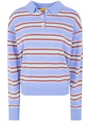 Guest In Residence Polo Collegiate Stripe "collegiate Stripe Polo - Blue