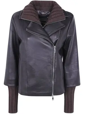 THE JACKIE LEATHERS Leather Jacket With Gilet "gemini - Brown