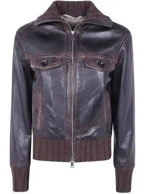 THE JACKIE LEATHERS Leather Bomber Jacket "clelia - Brown