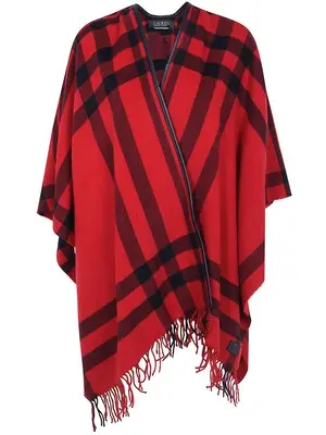 Ralph Lauren Poncho Fringes "ruana - Red