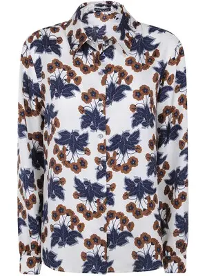 LAURA URBINATI Shirt Flower Print Classic Shirt - Gray