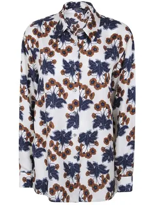 LAURA URBINATI Shirt Flower Print "flower Print Oversized Shirt - Gray