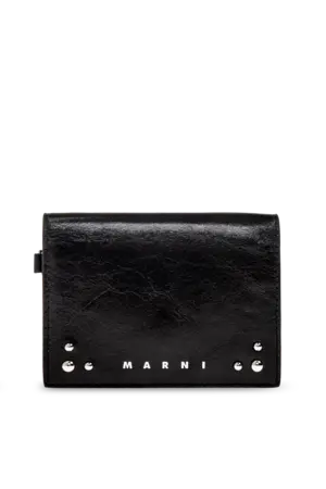 Marni Leather Wallet With Logo - Black