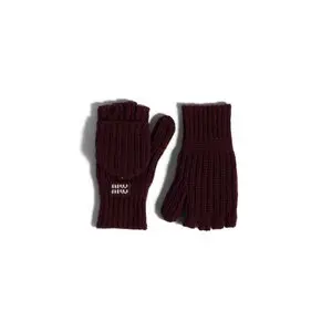 Miu Miu Wool And Cashmere Fingerless Gloves - Amaranth Red