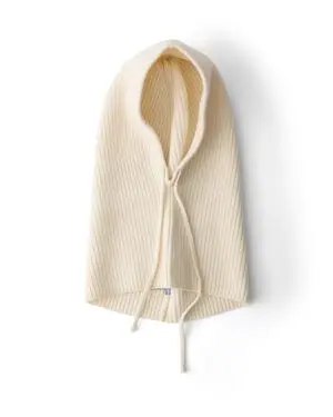 Prada Wool And Cashmere Knit Hood Neutral