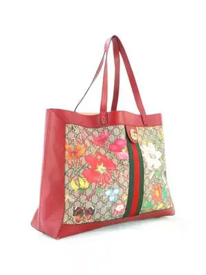 Gucci Ophidia Soft Open Flora Gg Coated Canvas East West Tote Bag