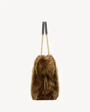 Saint Laurent Jamie Shopping In Shearling In Brown