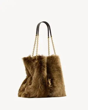 Saint Laurent Jamie Shopping In Shearling In Brown