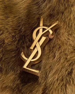 Saint Laurent Jamie Shopping In Shearling In Brown