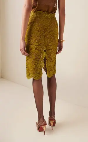 Saint Laurent Cotton-blend Lace Knee-length Skirt