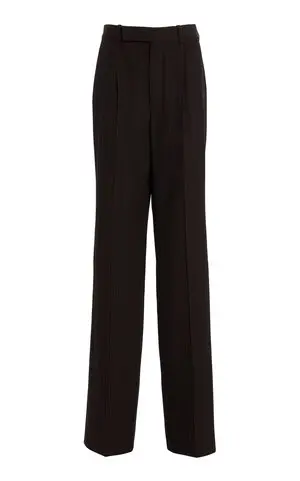 Saint Laurent Virgin-wool Flared-leg Pants - Brown