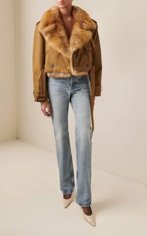 Saint Laurent Shearling-trimmed Trench Coat