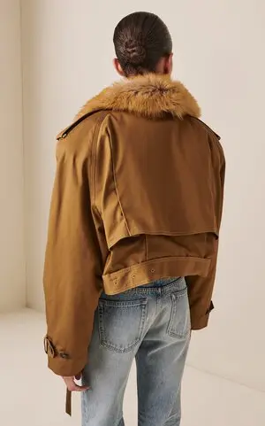 Saint Laurent Shearling-trimmed Trench Coat