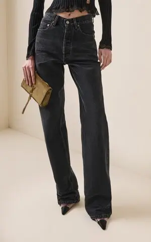 Saint Laurent V-waist Mid-rise Straight-leg Jeans