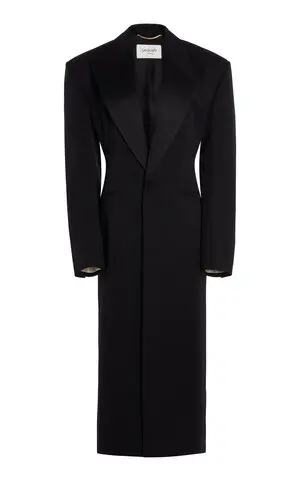 Saint Laurent Virgin-wool Single-breasted Coat - Black