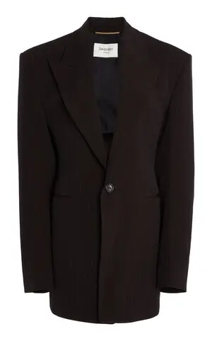 Saint Laurent Single-breasted Virgin Wool-blend Blazer - Brown