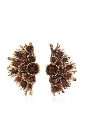 Saint Laurent Sunray Resin And Glass Metal Earrings - Multi
