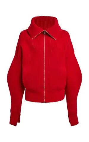 Givenchy High Neck Knit Cardigan - Red