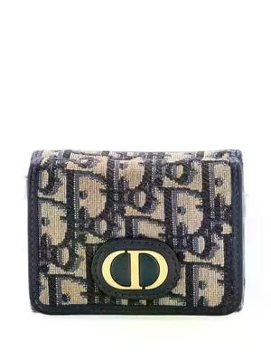 Dior 30 Montaigne Flap Wallet Oblique Canvas Compact Small Wallets