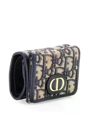 Dior 30 Montaigne Flap Wallet Oblique Canvas Compact Small Wallets