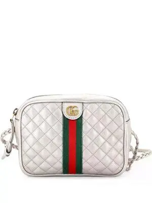 Gucci Trapuntata Camera Bag Quilted Leather Mini Crossbody Bag - Silver