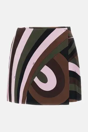 Emilio Pucci Mini Gonna In Twill Di Seta - Multicolor