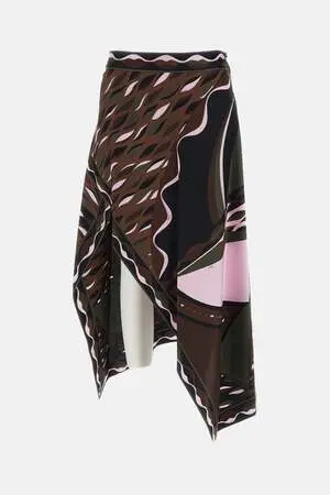 Emilio Pucci Gonna Lunga Effetto Foulard In Twill Di Seta - Multicolor