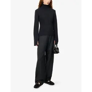 GANNI Ribbed Turtleneck Wool-blend Jumper