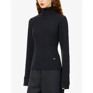 GANNI Ribbed Turtleneck Wool-blend Jumper