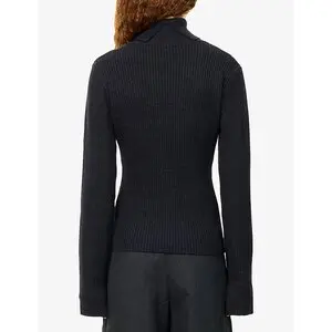 GANNI Ribbed Turtleneck Wool-blend Jumper
