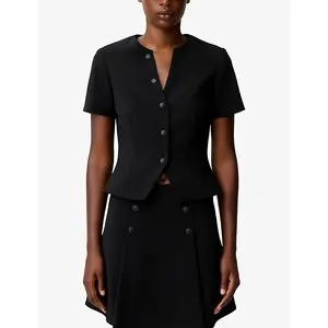 Claudie Pierlot V-neck Slim-fit Stretch-woven Top