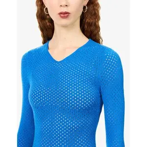 PEACHY DEN Thermal Cut-out Stretch-jersey Top