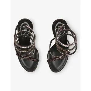 Rene Caovilla Cleo 105 Jewelled Wrap Leather Sandals