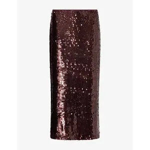 Simkhai Nikki Sequin-embellished Midi Skirt - Fig