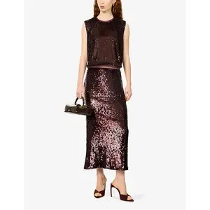 Simkhai Nikki Sequin-embellished Midi Skirt