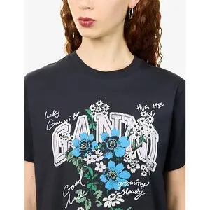 GANNI Floral-print Cotton T-shirt