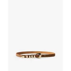 Claudie Pierlot Sculptural-buckle Suede Belt - Camel