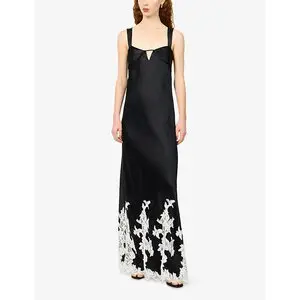 Simkhai Lea Lace-trim Satin Maxi Dress