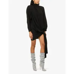 MUGLER Draped Woven Mini Dress