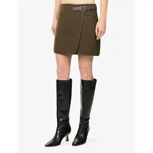 Simkhai Sheridan Buckle-embellished Crepe Mini Skirt - Dark Olive Multi