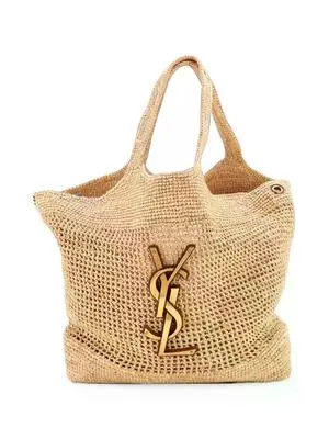 Saint Laurent Icare Shopping Raffia Maxi Tote Bag - Neutrals
