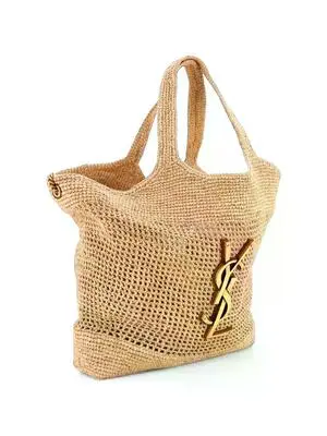 Saint Laurent Icare Shopping Raffia Maxi Tote Bag - Neutrals