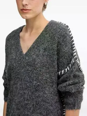 SANDRO FERRONE Whipstitch-detail V-neck Sweater