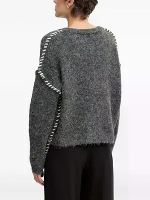 SANDRO FERRONE Whipstitch-detail V-neck Sweater
