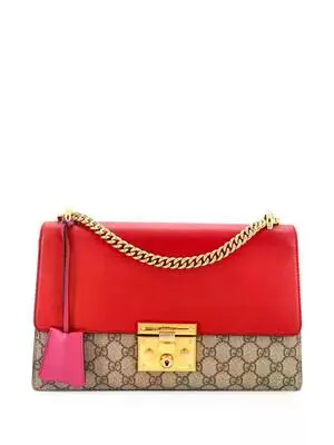 Gucci Padlock Gg Coated Canvas And Leather Medium Shoulder Bag - Red