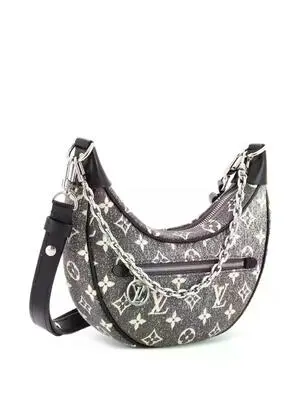 LOUIS VUITTON Loop Handbag Monogram Jacquard Denim Hobo Bag - Grey