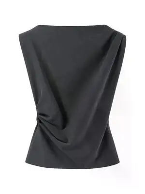 Herno Draped Sleeveless Top - Grey