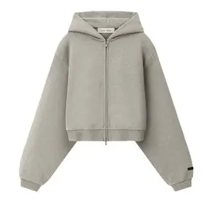 Fear Of God Embossed Cropped Zip-up Hoodie 'warm Heather - Grey