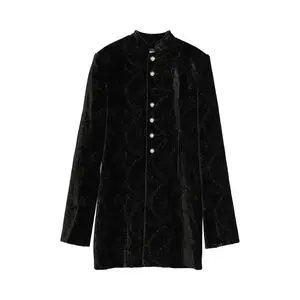 ANN DEMEULEMEESTER Yana Long Fitted Marsina Jacket - Black